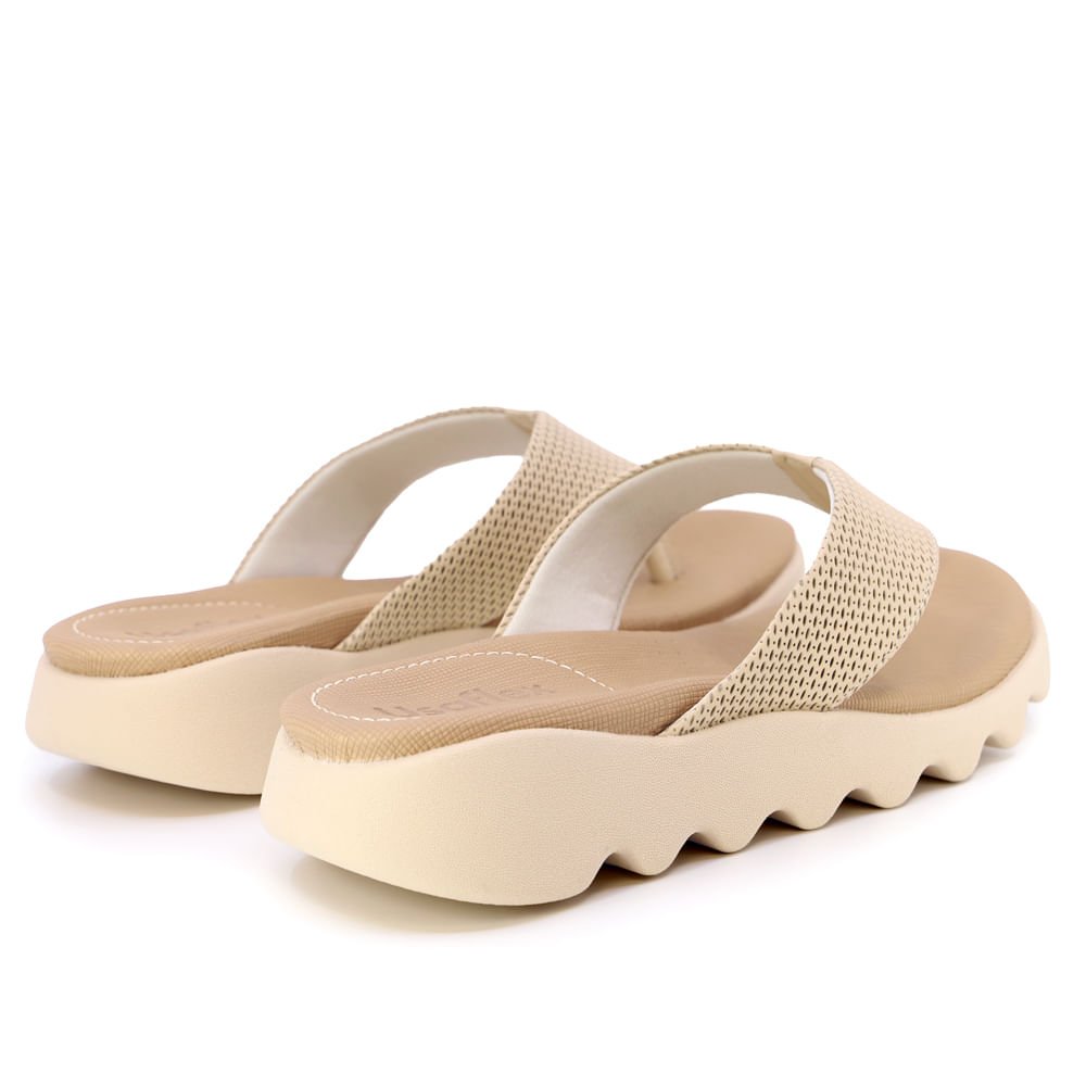 Chinelo Salto Plataforma Couro Bege Anatômico Bege