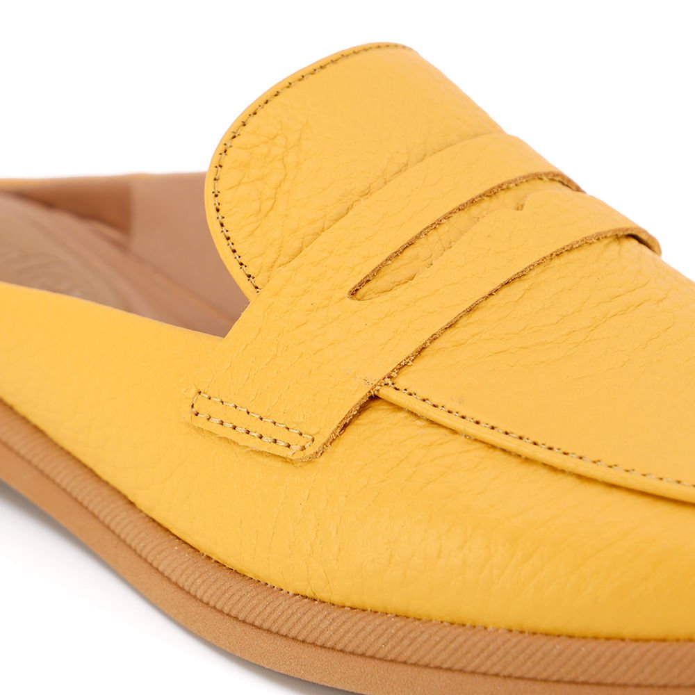 Mule Amarelo Bico Redondo Couro Amarelo