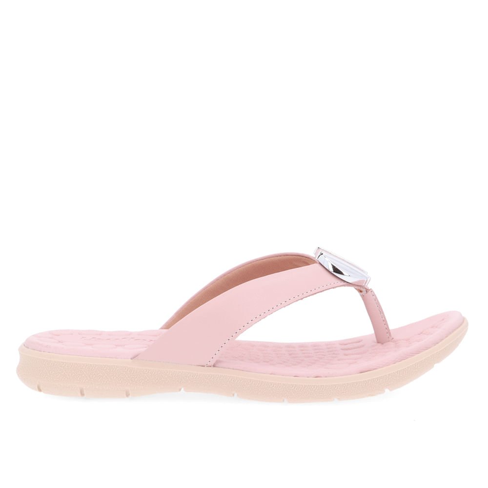 Chinelo Rosa Rasteiro Couro Rosa