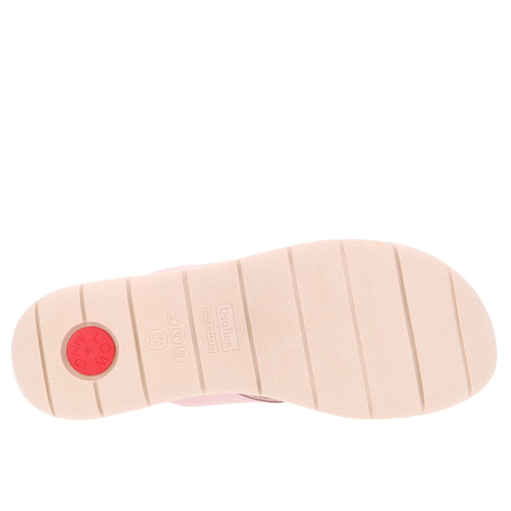 Chinelo Rosa Rasteiro Couro Rosa