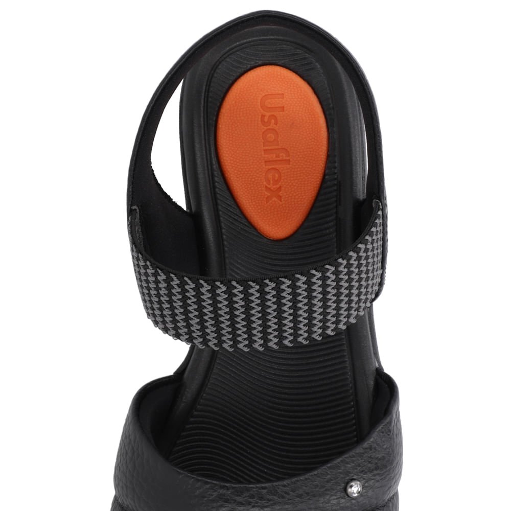 Sandália Salto Plataforma Tira Fofa Couro Preta Preto