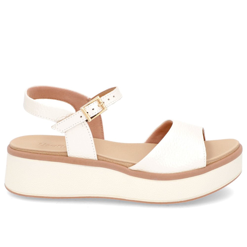 Sandália Salto Plataforma Couro Branca Branco
