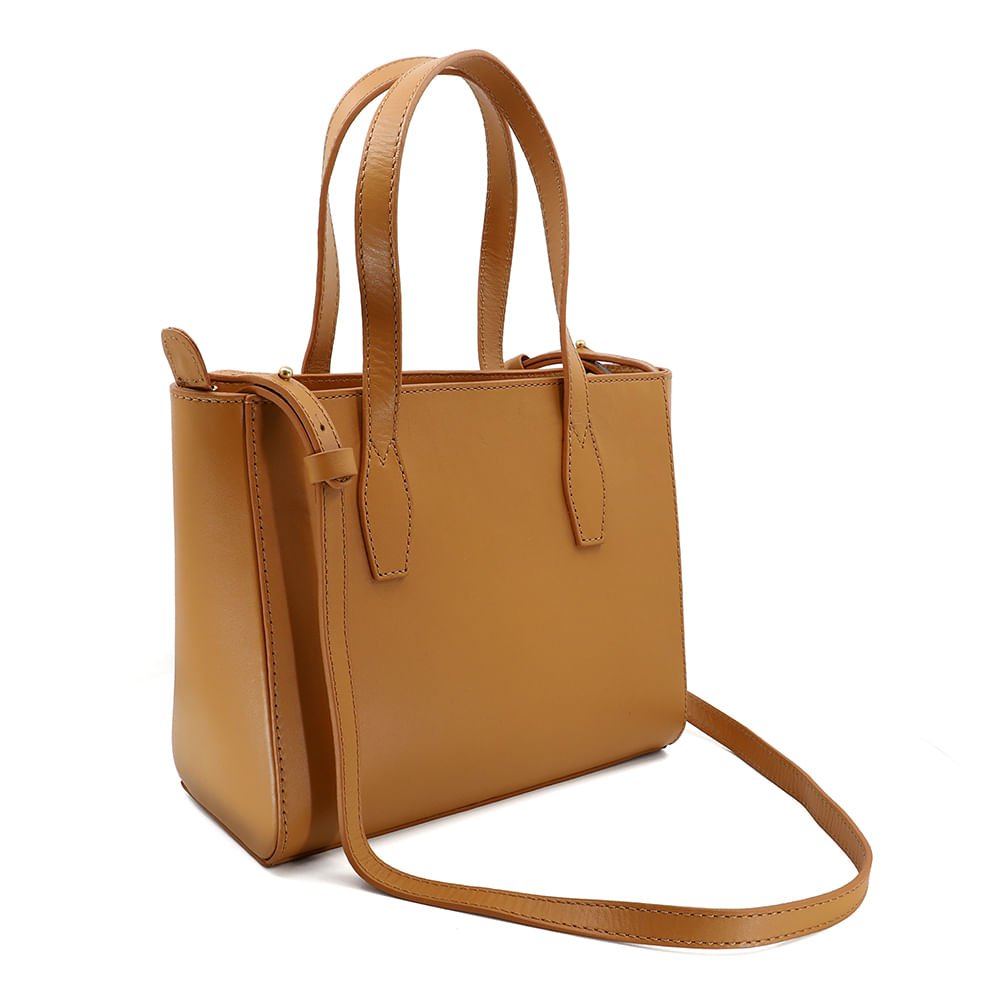 Bolsa Tote Couro Marrom Detalhe Laser Floral Marrom