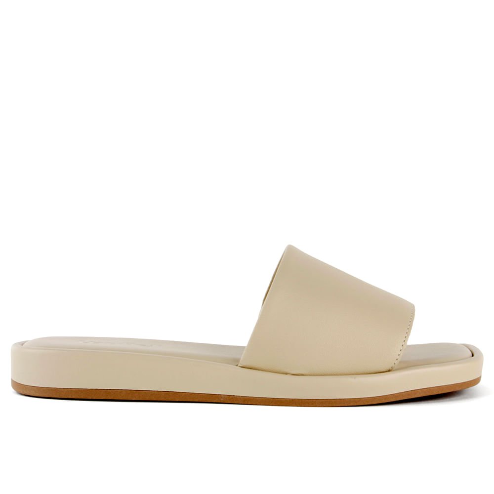 Chinelo Slide Bege Couro Liso 38