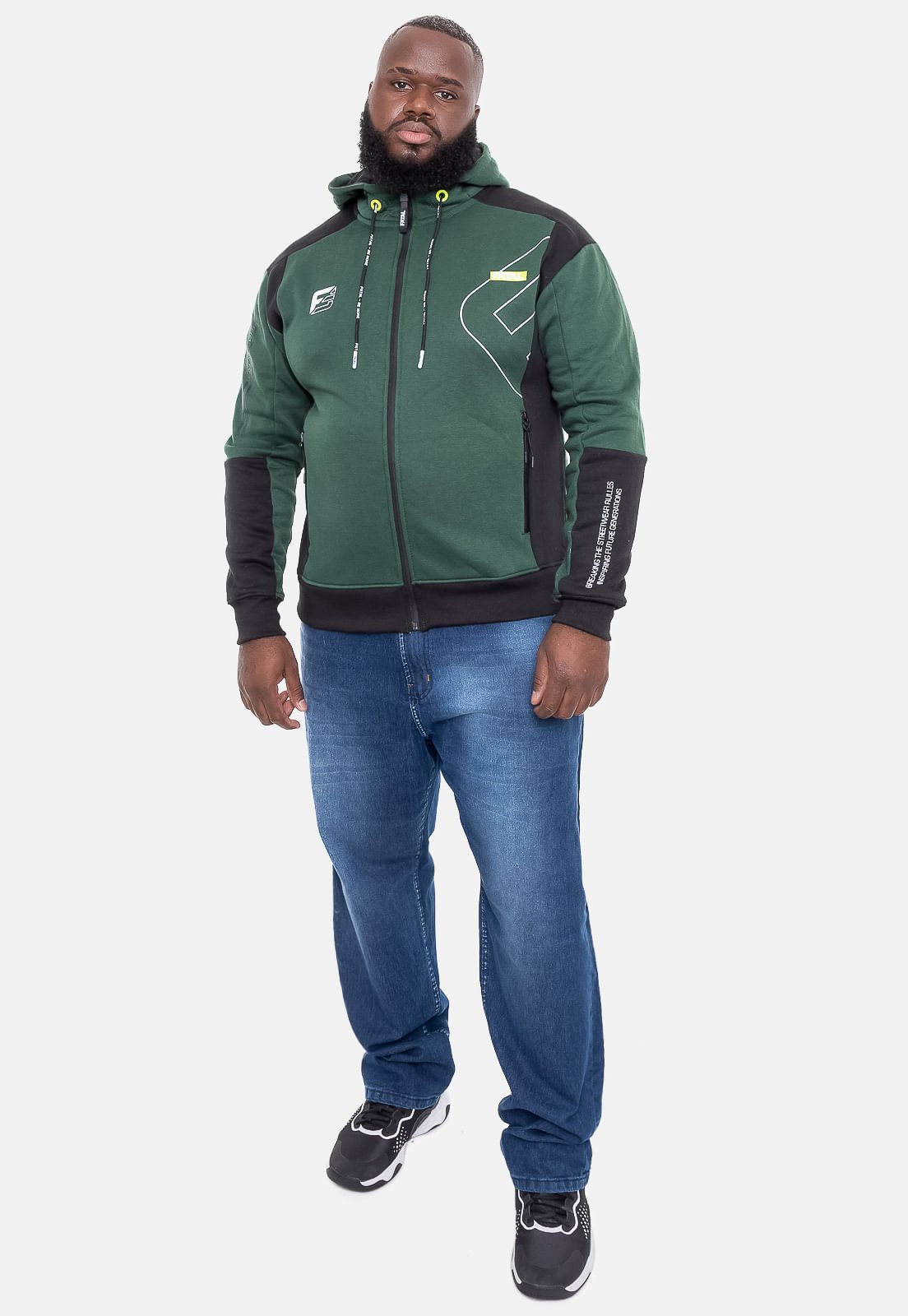 Moletom Fatal Plus Size Canguru Aberto Verde Militar Verde