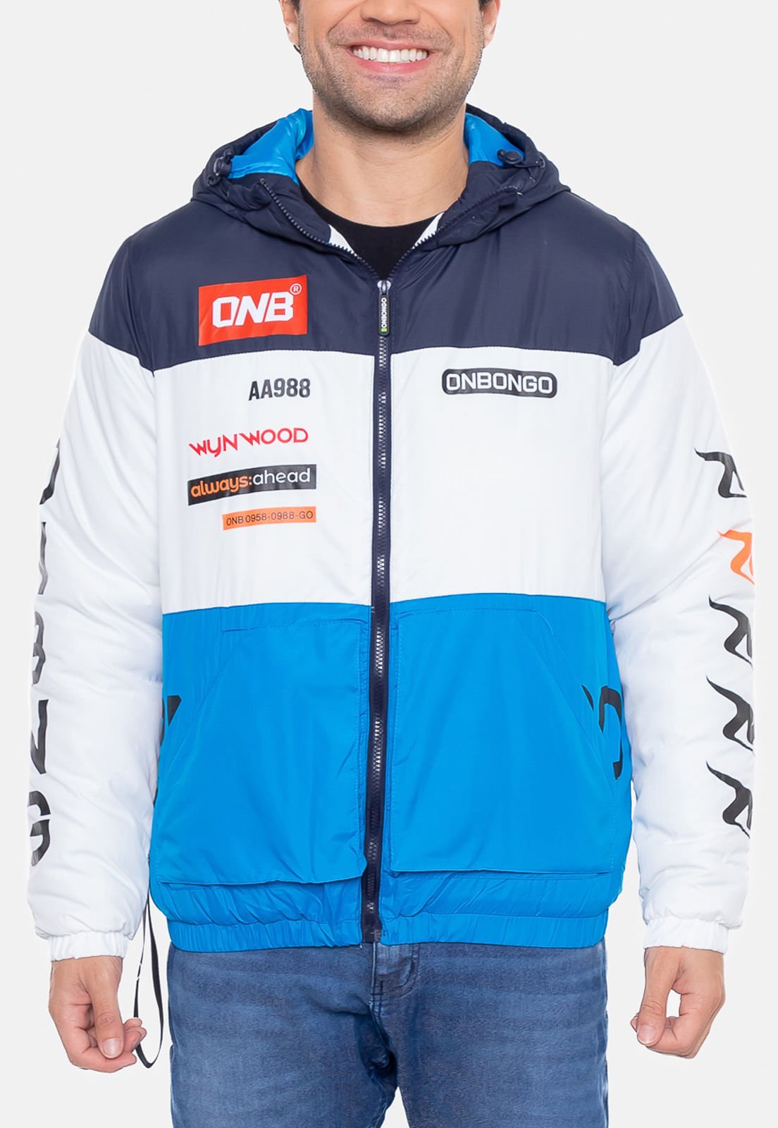 Jaqueta Onbongo Pesada Azul e Branca Branco