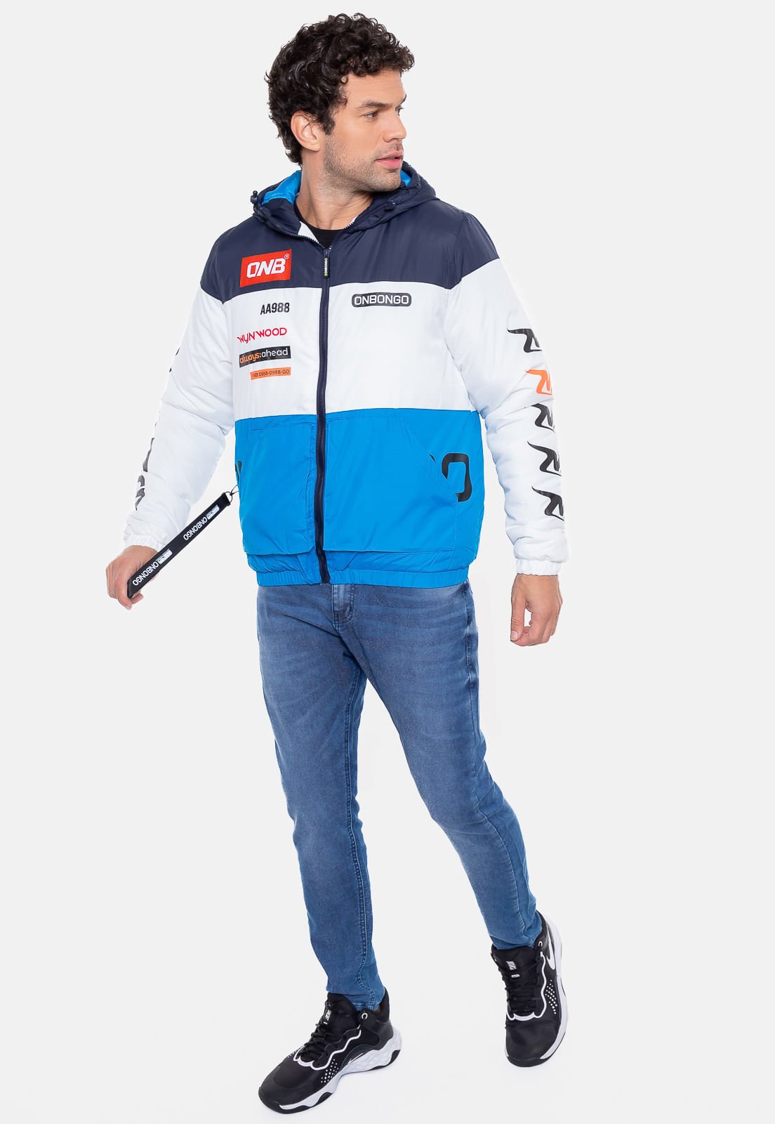 Jaqueta Onbongo Pesada Azul e Branca Branco