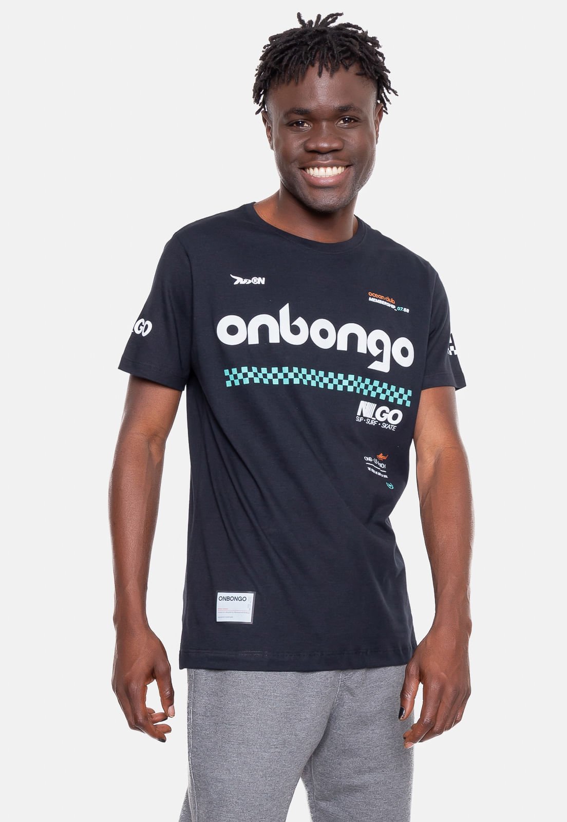 Camiseta Onbongo Estampada Preta Preto