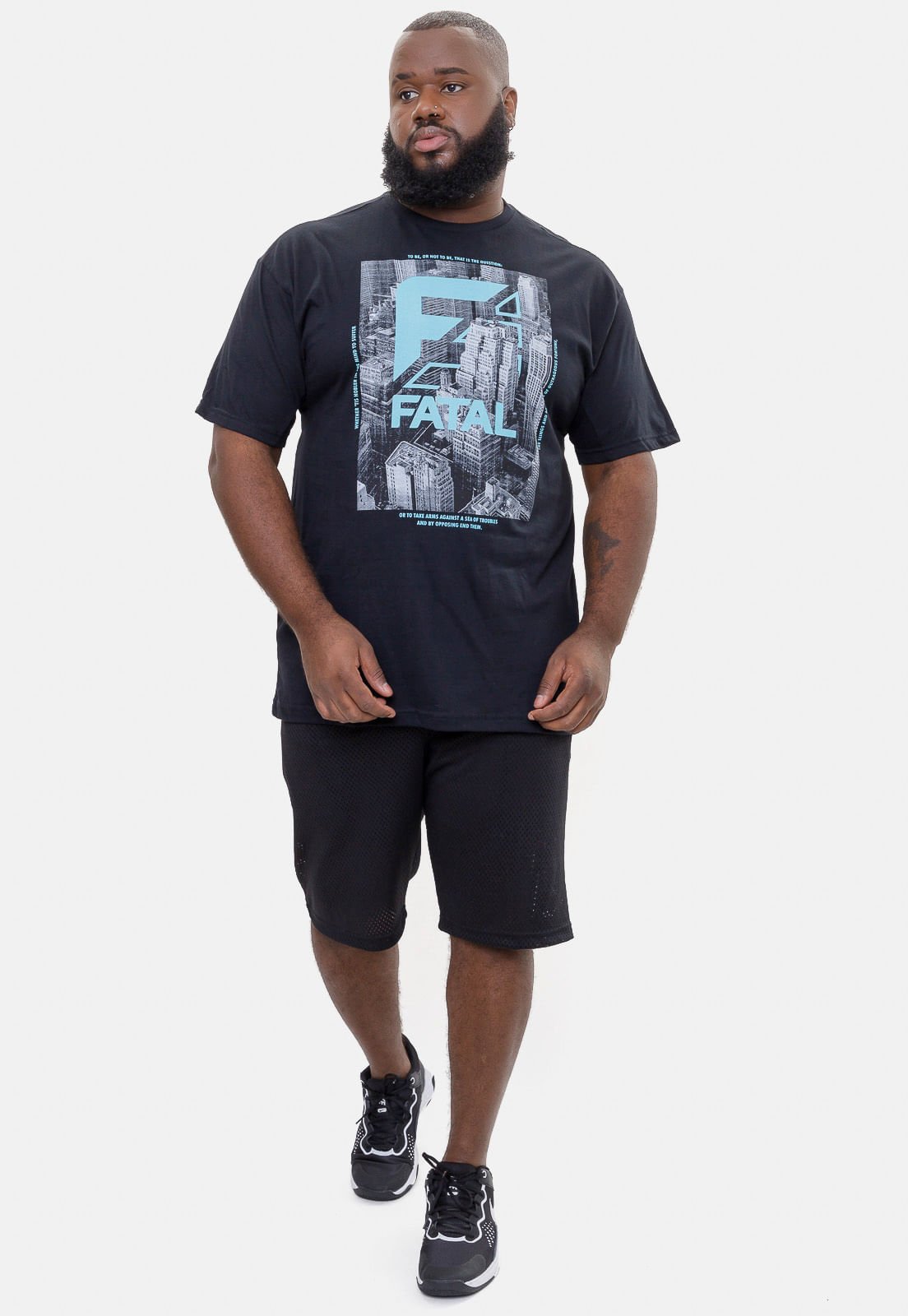 Camiseta Fatal Plus Size Inside Preta Preto