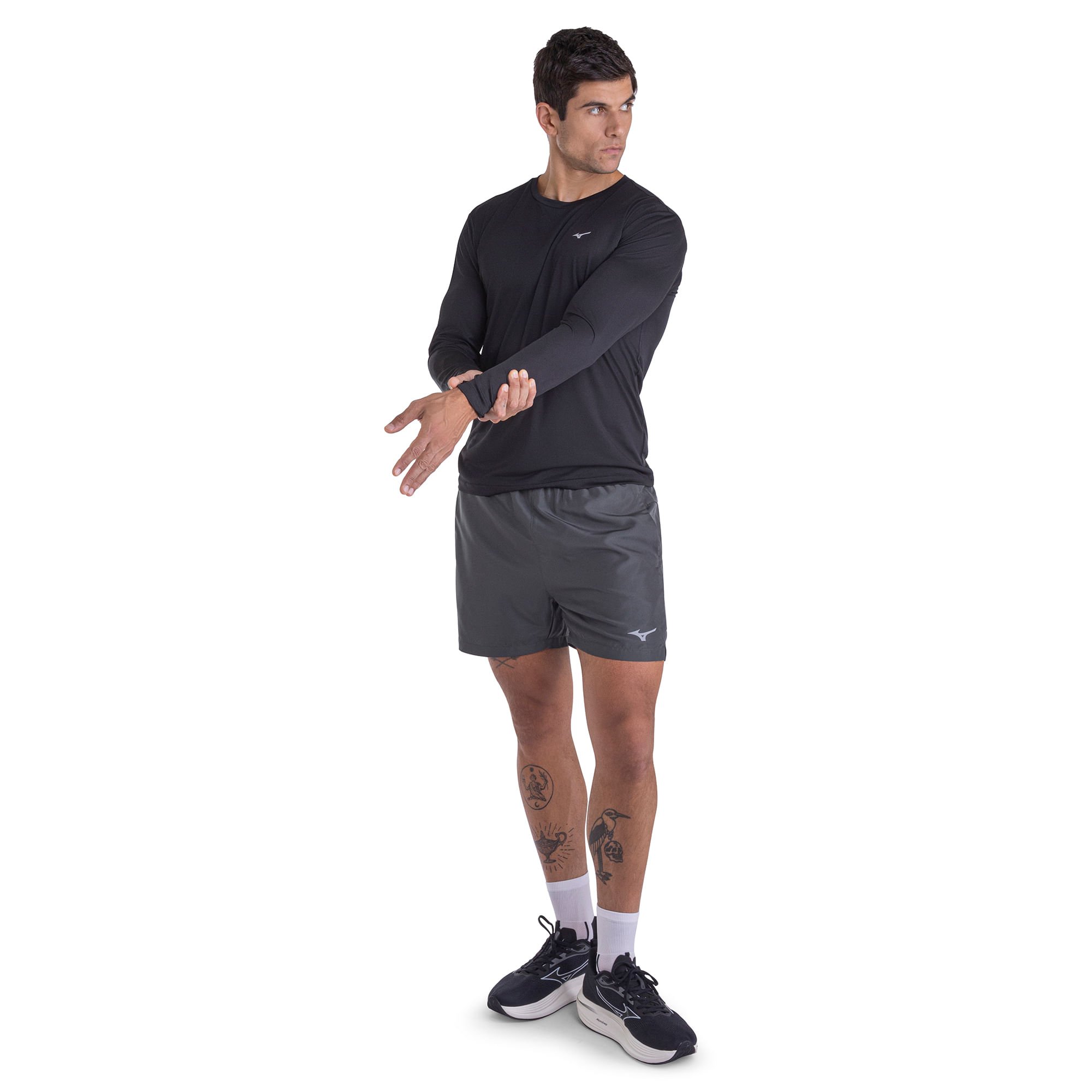 Camiseta de Corrida Manga Longa Mizuno Nirvana Masculina Preto