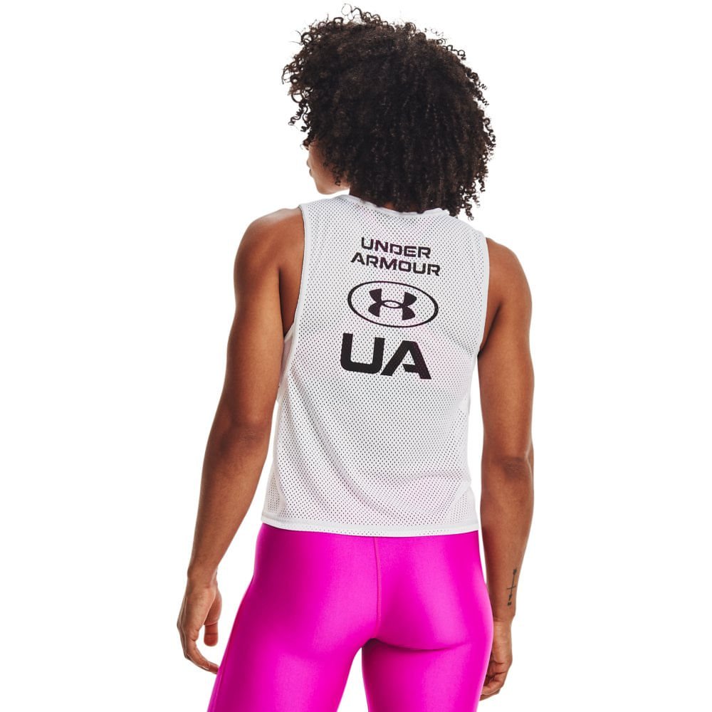 Regata de Treino Feminina Under Armour Muscle Mesh Branco