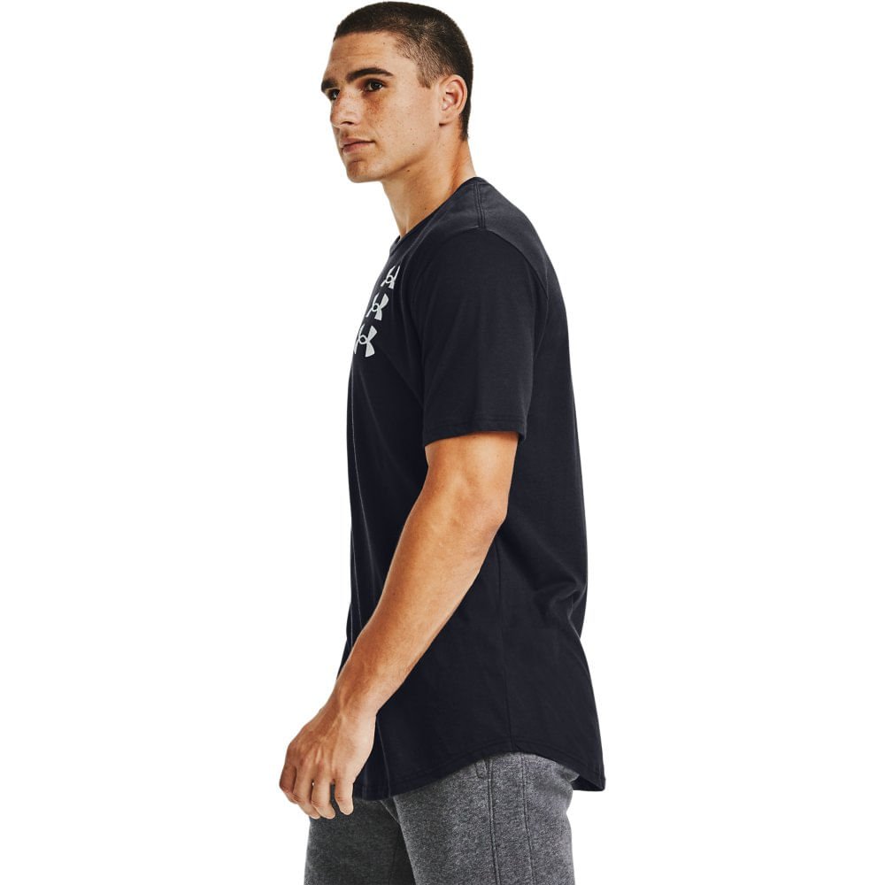 Camiseta de Treino Masculina Under Armour Triple Stack Logo SS Preto