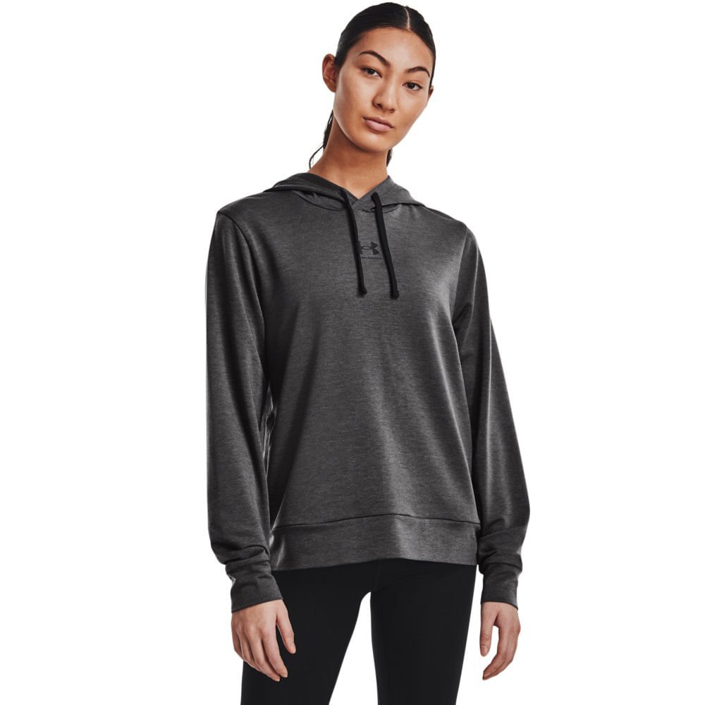 Moletom de Treino Feminina Under Armour Rival Terry FZ Hoodie Cinza
