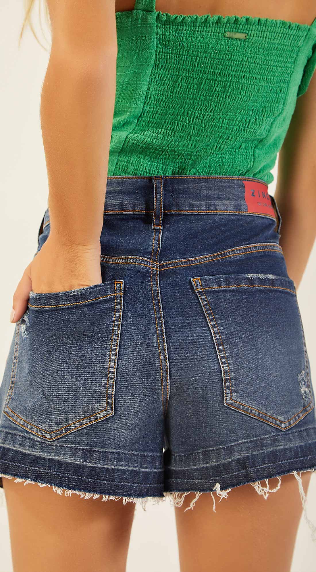 Shorts Zinco Five Pockets Detalhe Galão Jeans 36