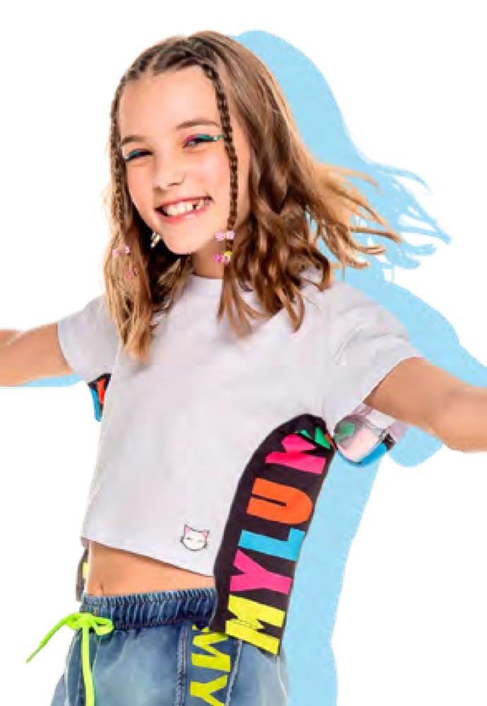 Blusa Cropped Branco Letras Mylu Branco