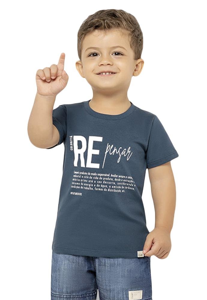 Camiseta Infantil Estampado Azul Colorittá Azul
