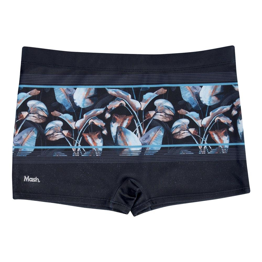 Sunga boxer estampada folhagem com listras Preto