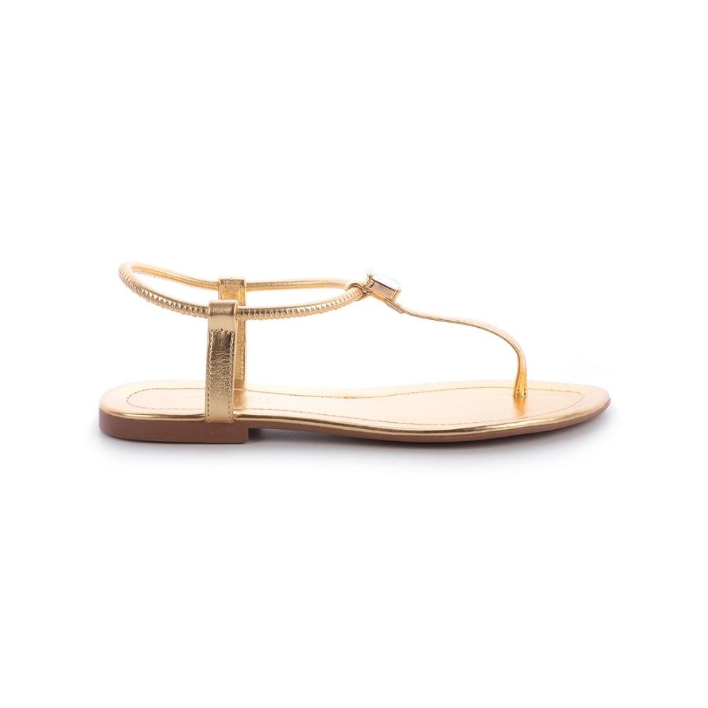 Rasteira Flat Mirelly Dourada Dourado