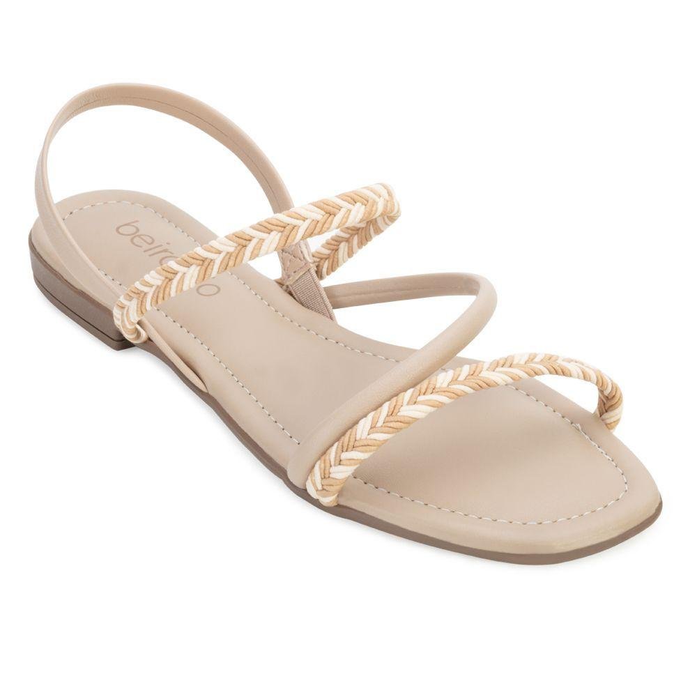 Sandália Rasteira Beira Rio BR23-84312 Bege