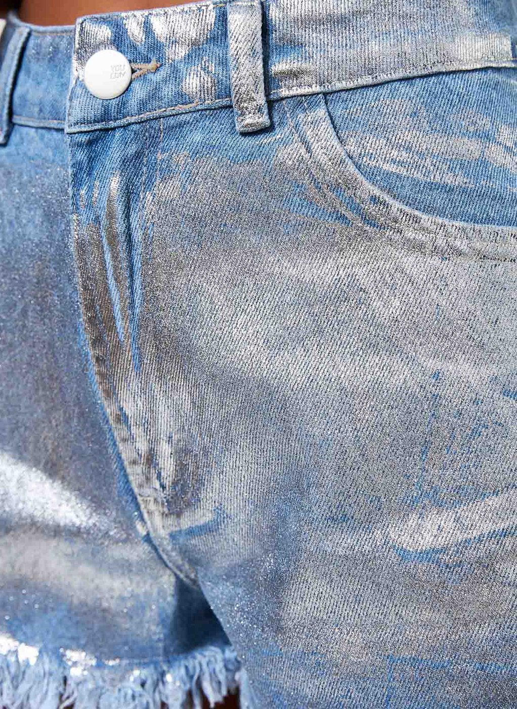 Short Jeans Com Prateado Gen Me Azul
