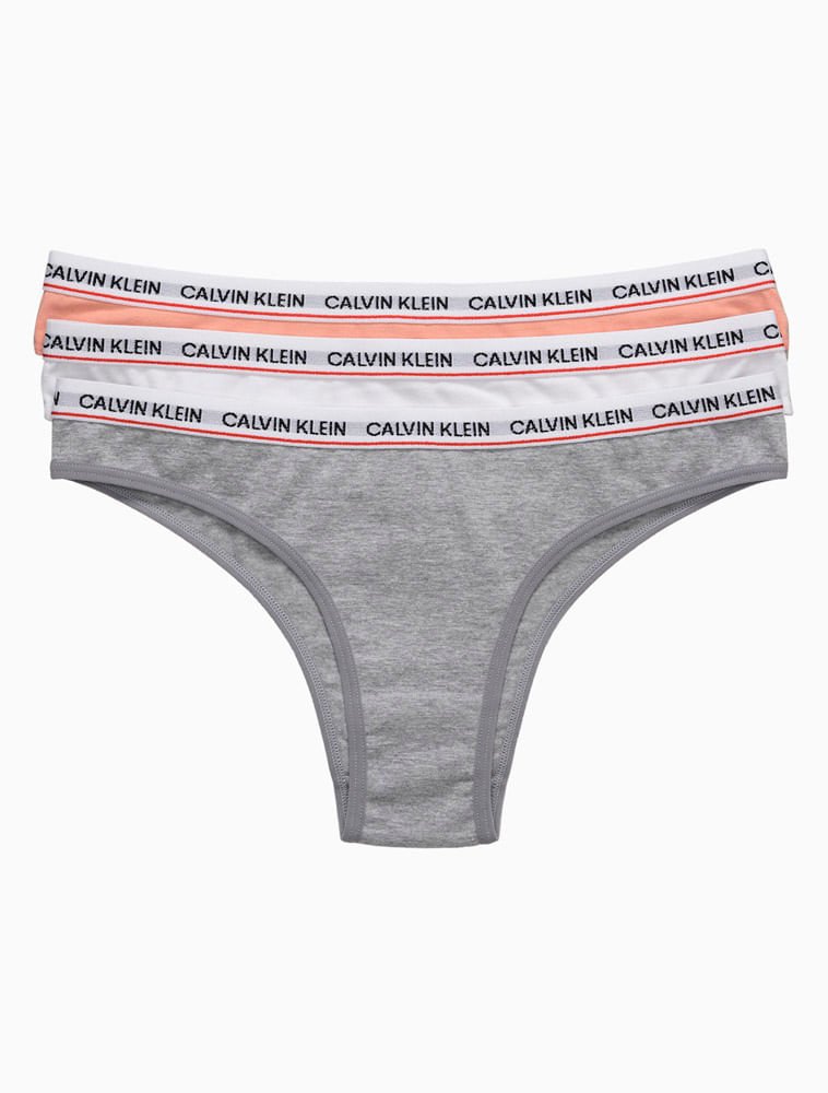Kit 3 Calcinhas Tanga de Algodão Underwear Calvin Klein - Branco ...