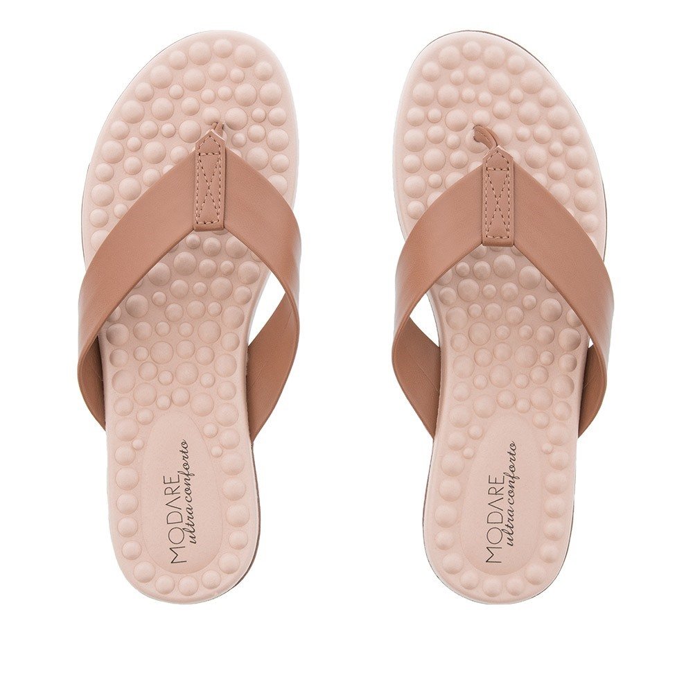 Chinelo Modare Ultraconforto Detalhe Tiras Caramelo Laranja