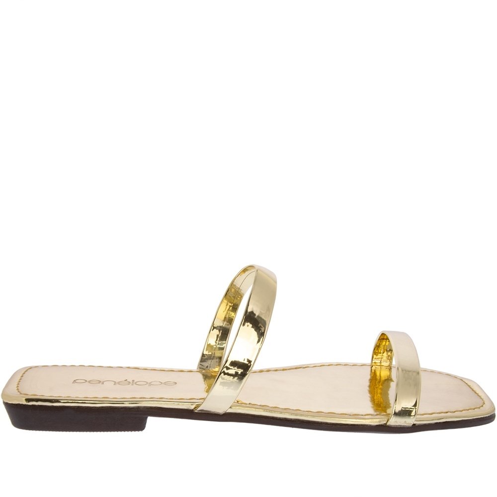 Rasteira Penélope Tiras Metalizada Dourada Dourado - Renner