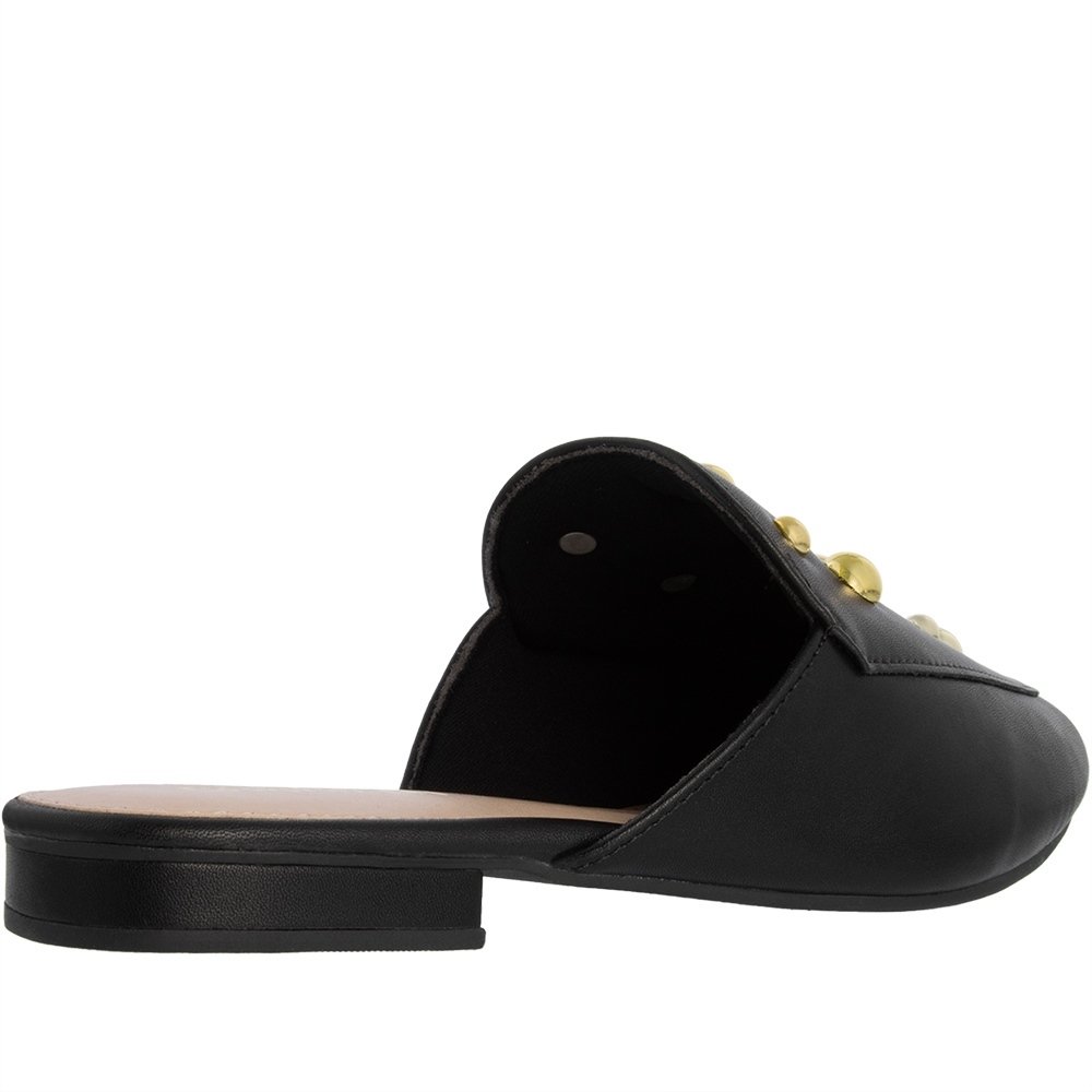 Mule Gabriela Detalhe Rebites Preto Preto