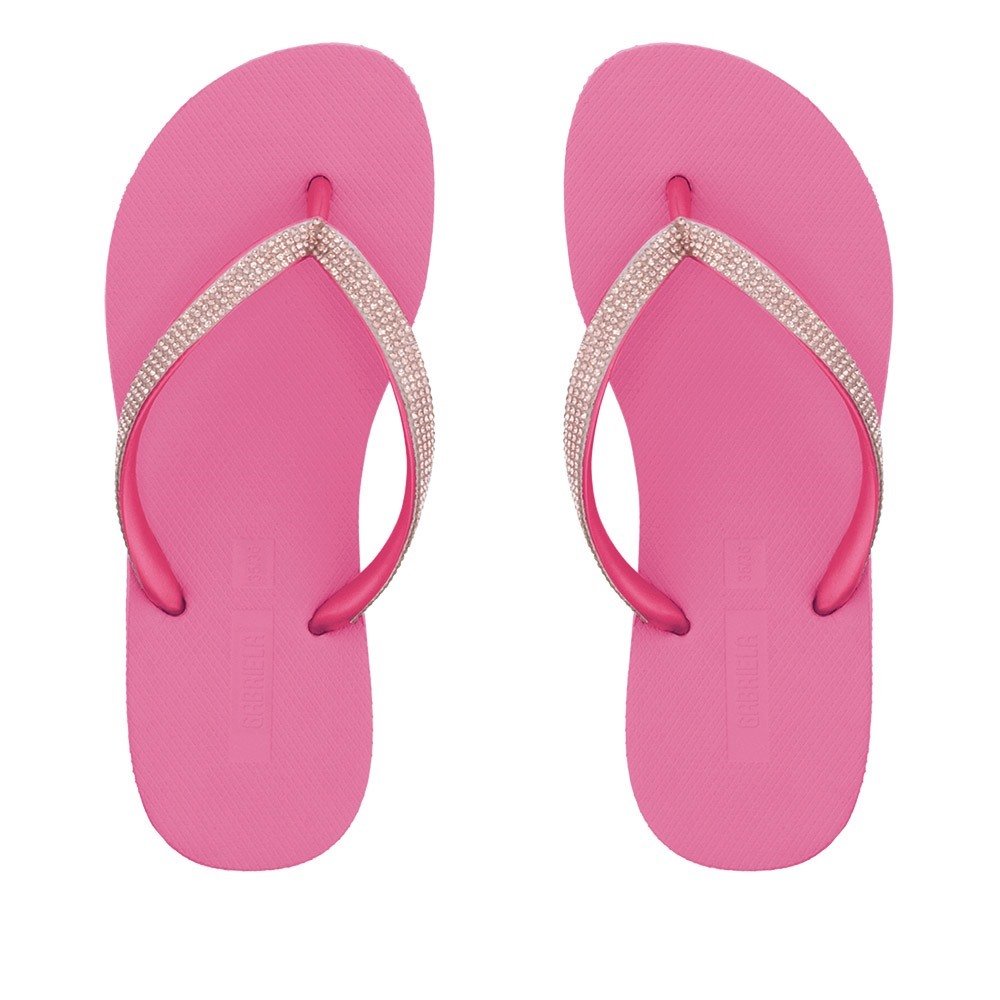 Chinelo Gabriela Strass Holográfico Pink Rosa