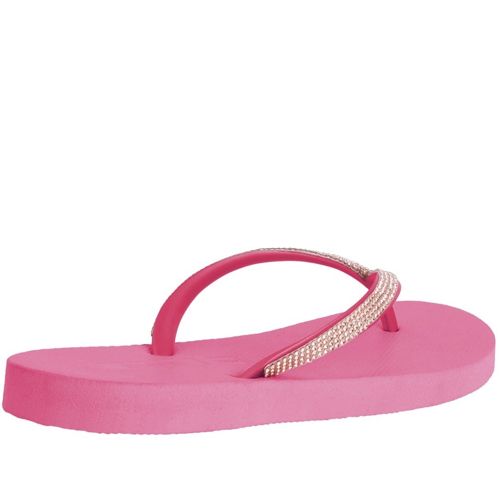 Chinelo Gabriela Strass Holográfico Pink Rosa