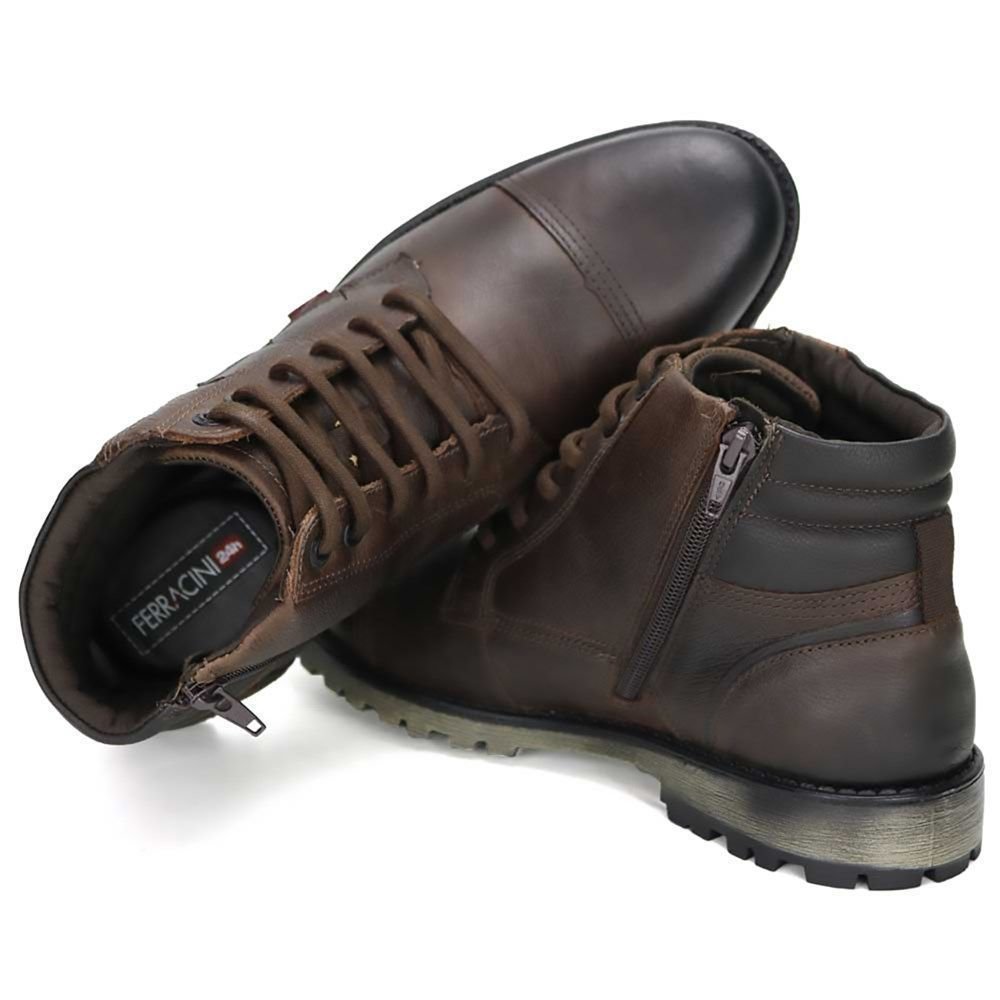 Bota Ferracini Cross Zíper Masculina Marrom