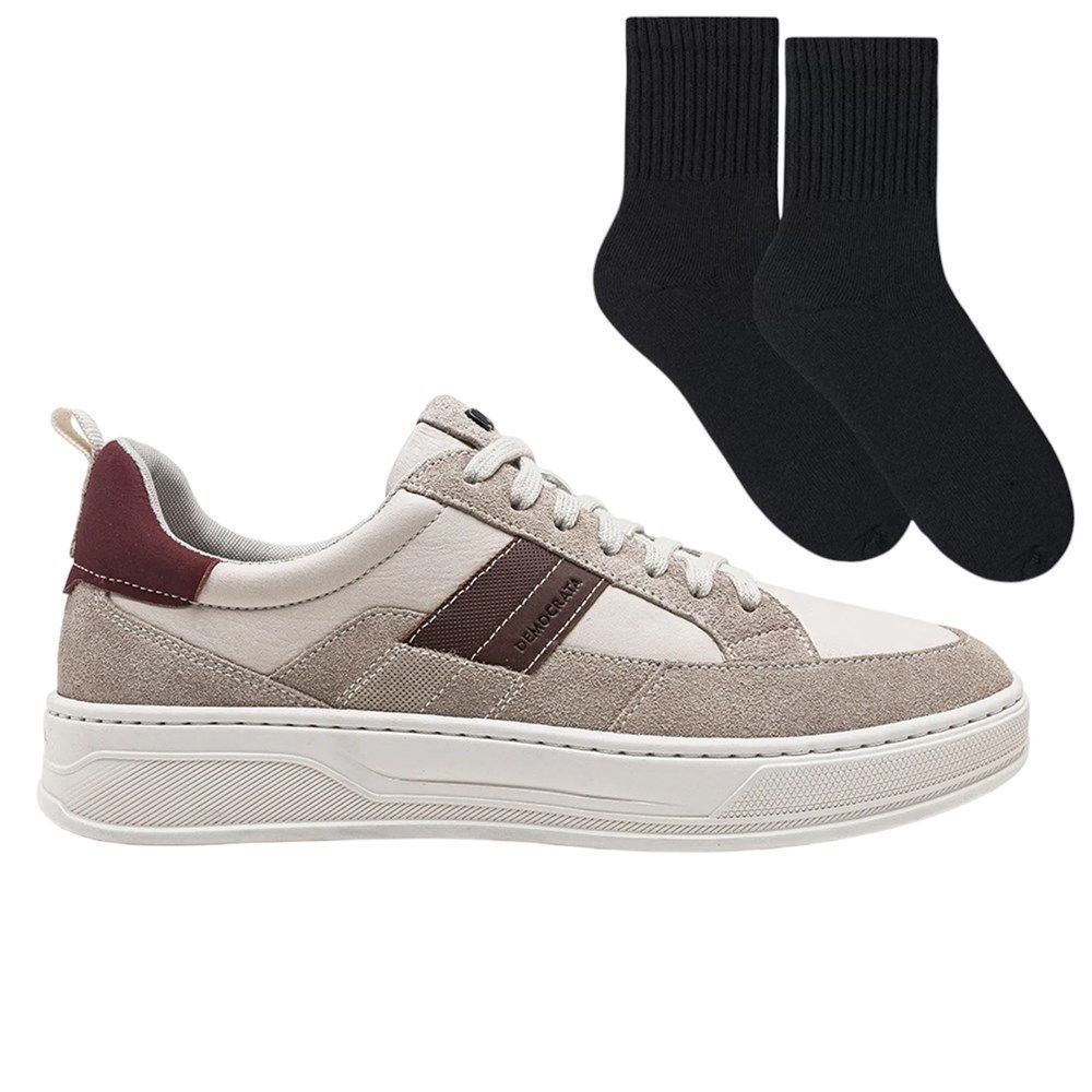 Kit Tênis Democrata Bold Denim Masculino + Par De Meia Multicores