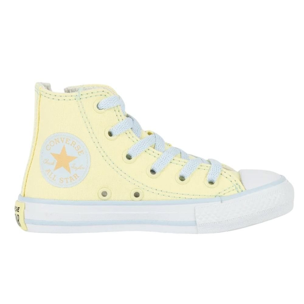 Tênis Converse All Star Chuck Taylor Side Zip HI Infantil Amarelo/Branco