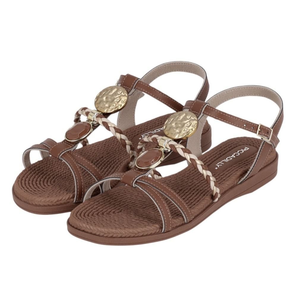Sandália Rasteirinha Piccadilly Adla Feminina Marrom
