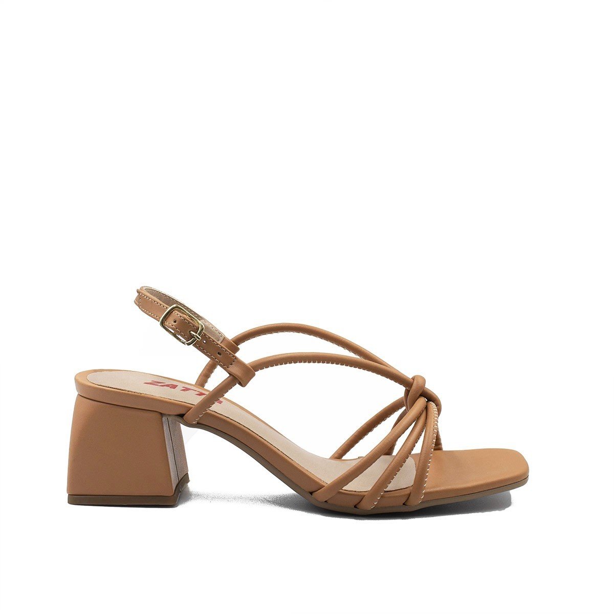 Sandália Zatta Salto Sextavado Deborah Caramelo Marrom