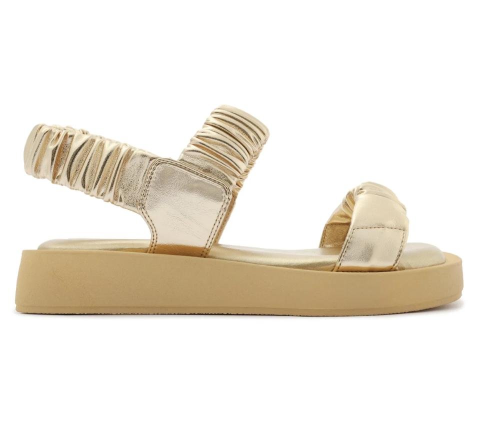 PAPETE FEMININA ANACAPRI TIRAS SCRUNCHIE GLÓRIA FLATFORM Dourado