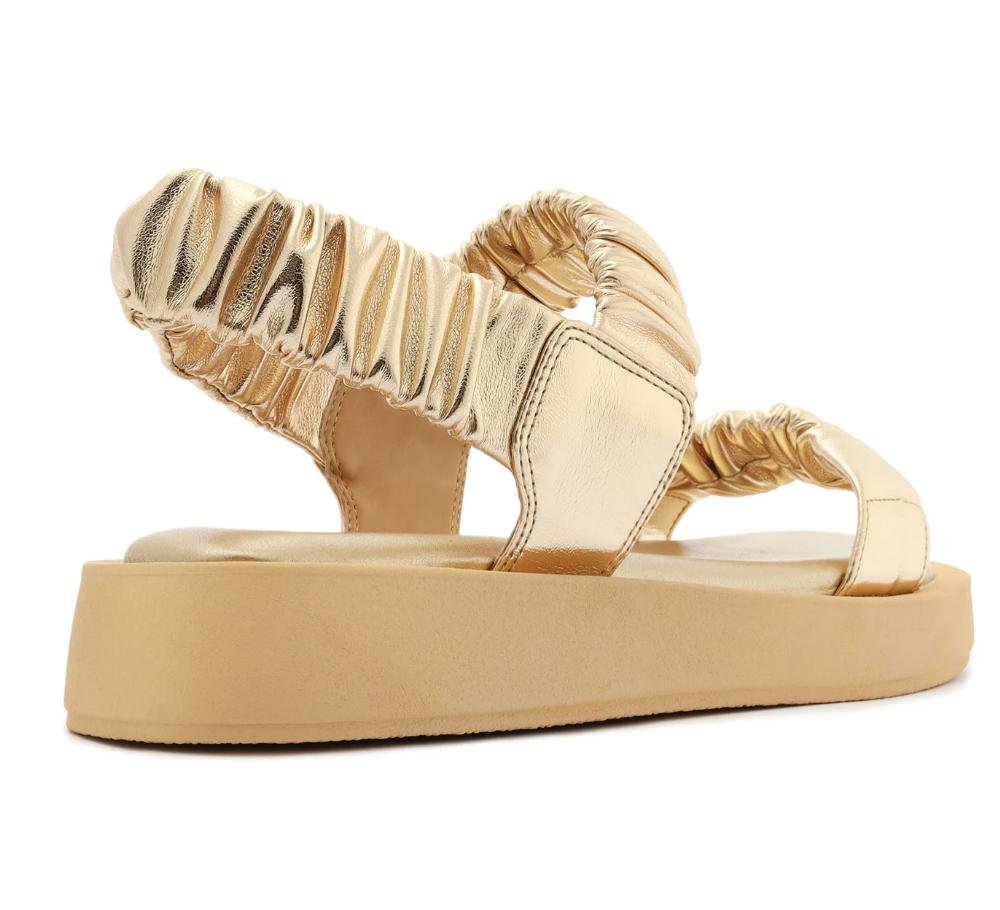 PAPETE FEMININA ANACAPRI TIRAS SCRUNCHIE GLÓRIA FLATFORM Dourado