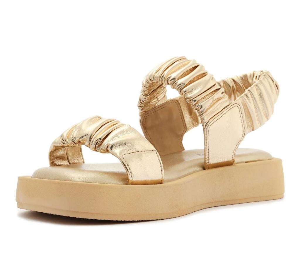 PAPETE FEMININA ANACAPRI TIRAS SCRUNCHIE GLÓRIA FLATFORM Dourado