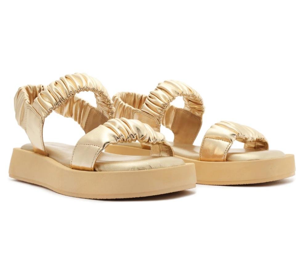 PAPETE FEMININA ANACAPRI TIRAS SCRUNCHIE GLÓRIA FLATFORM Dourado
