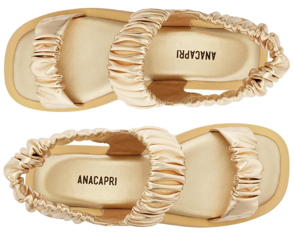 PAPETE FEMININA ANACAPRI TIRAS SCRUNCHIE GLÓRIA FLATFORM Dourado