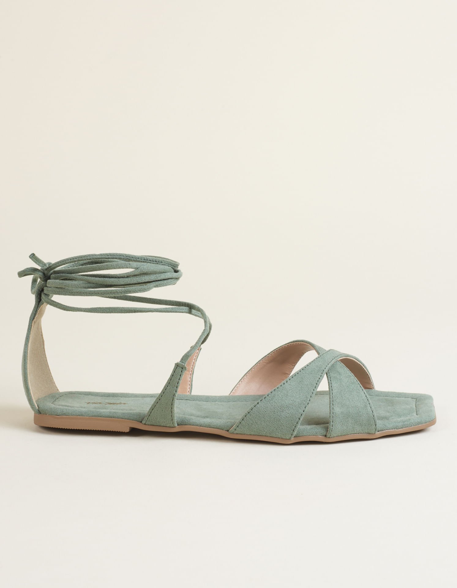 Rasteira Suede Tiras Cruzadas - Verde Verde