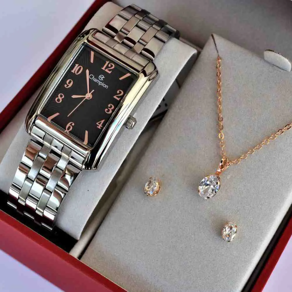 Kit Relógio Prata Feminino Champion CN20373I Prata - Renner