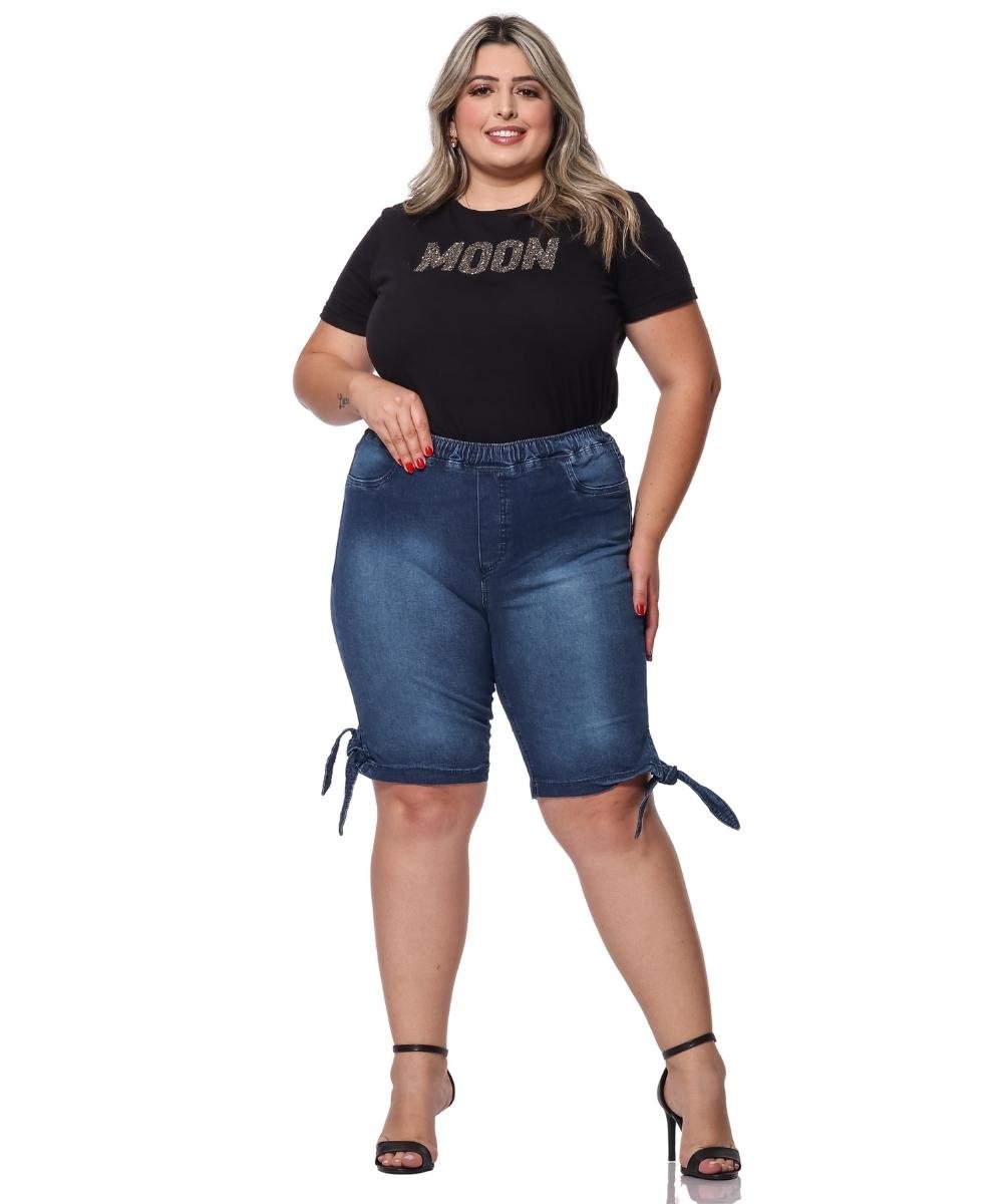 Bermuda Plus Size Biker Allmaria Azul