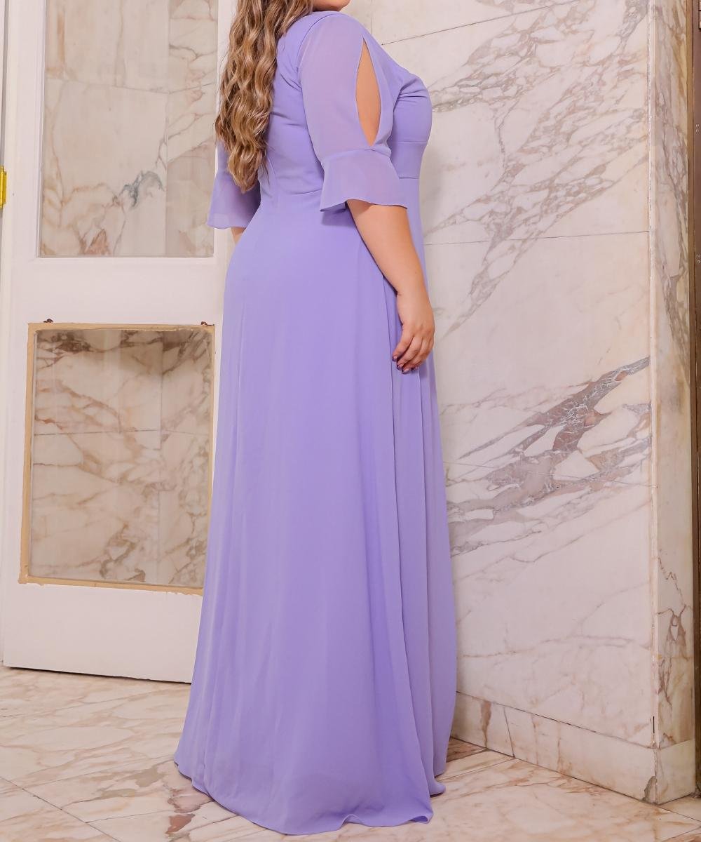 Vestido Plus Size Longo Sabrina Chiffon Allmaria Roxo