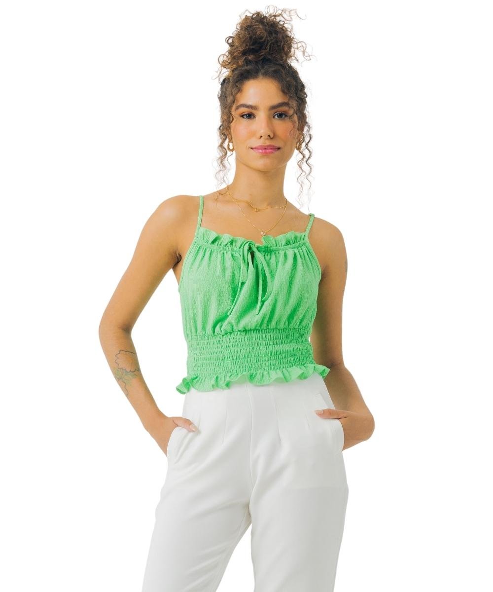 Blusa Cropped Lastex Na Cintura Allmaria Verde
