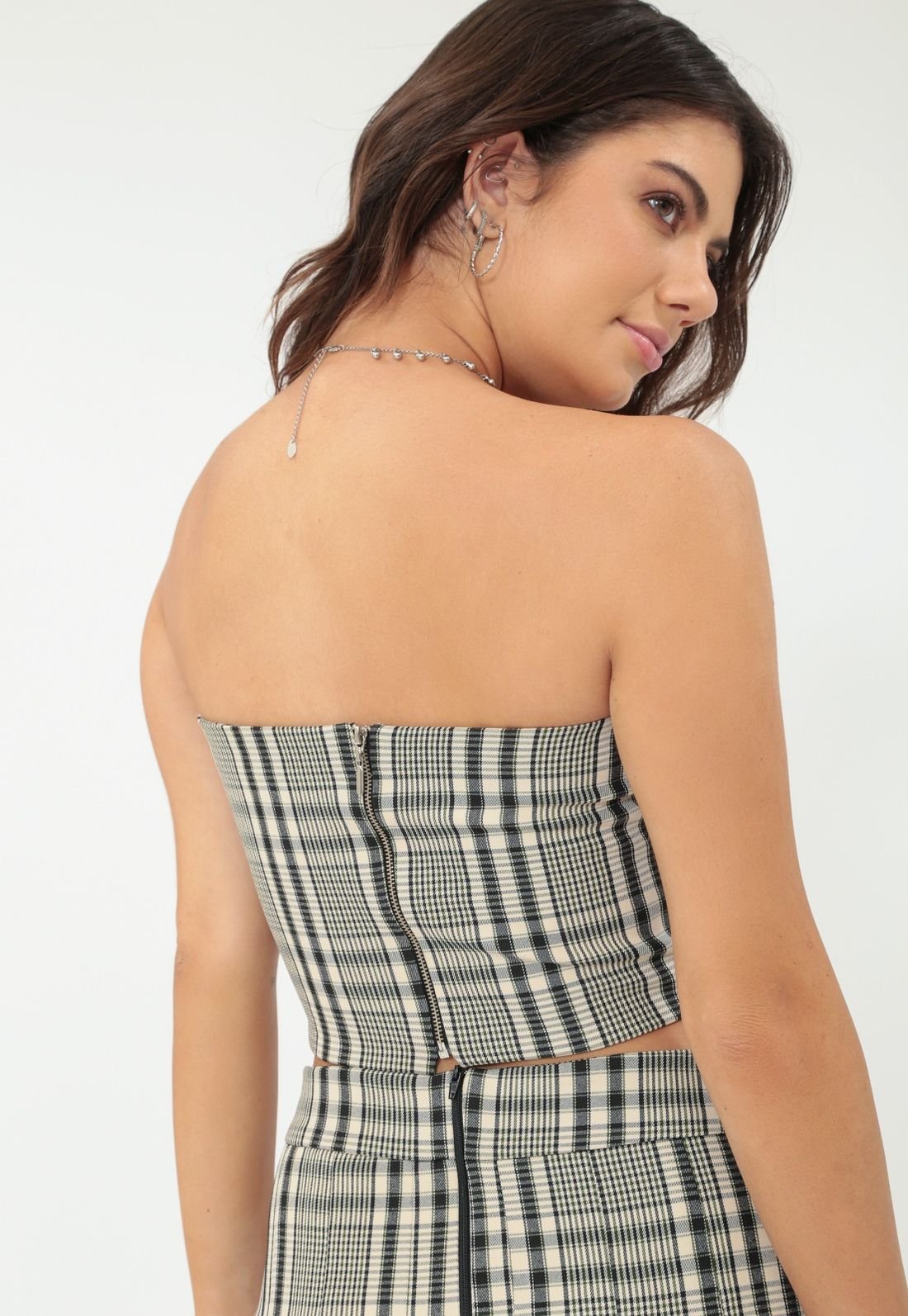 CROPPED CREPE XADREZ TOMARA QUE CAIA Verde