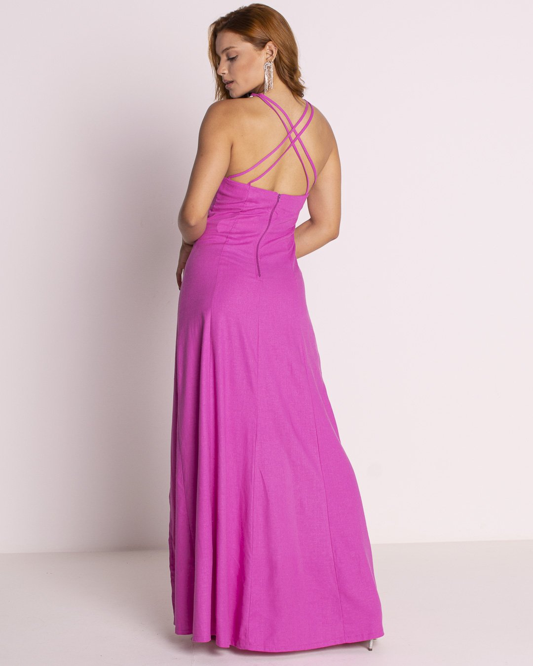 Vestido Miss Misses Longo Com Alça De Strass Pink M