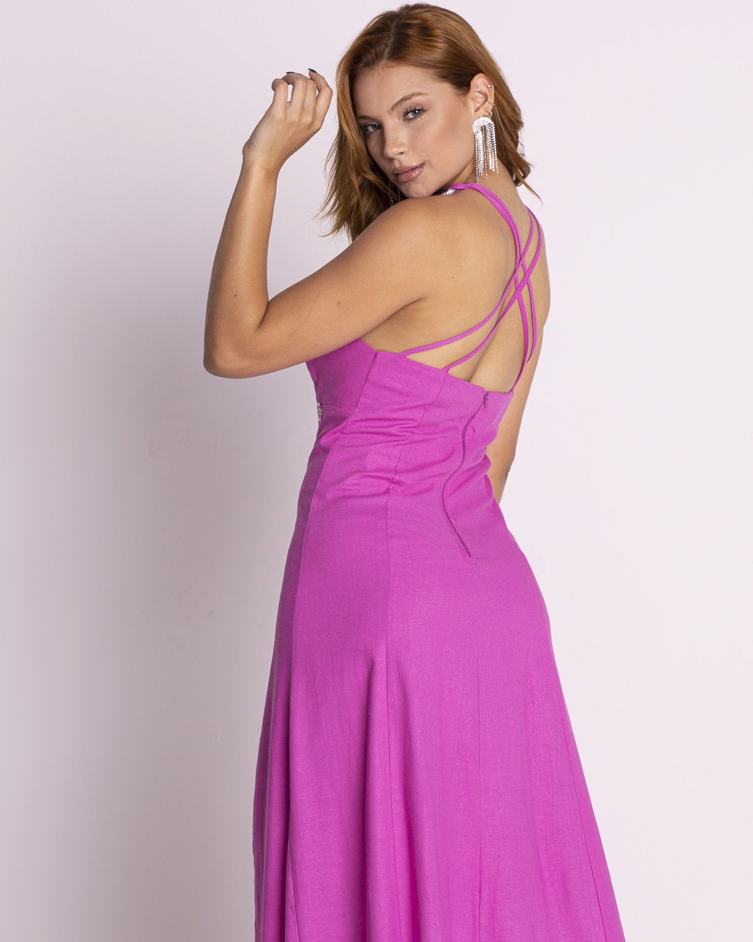 Vestido Miss Misses Longo Com Alça De Strass Pink M