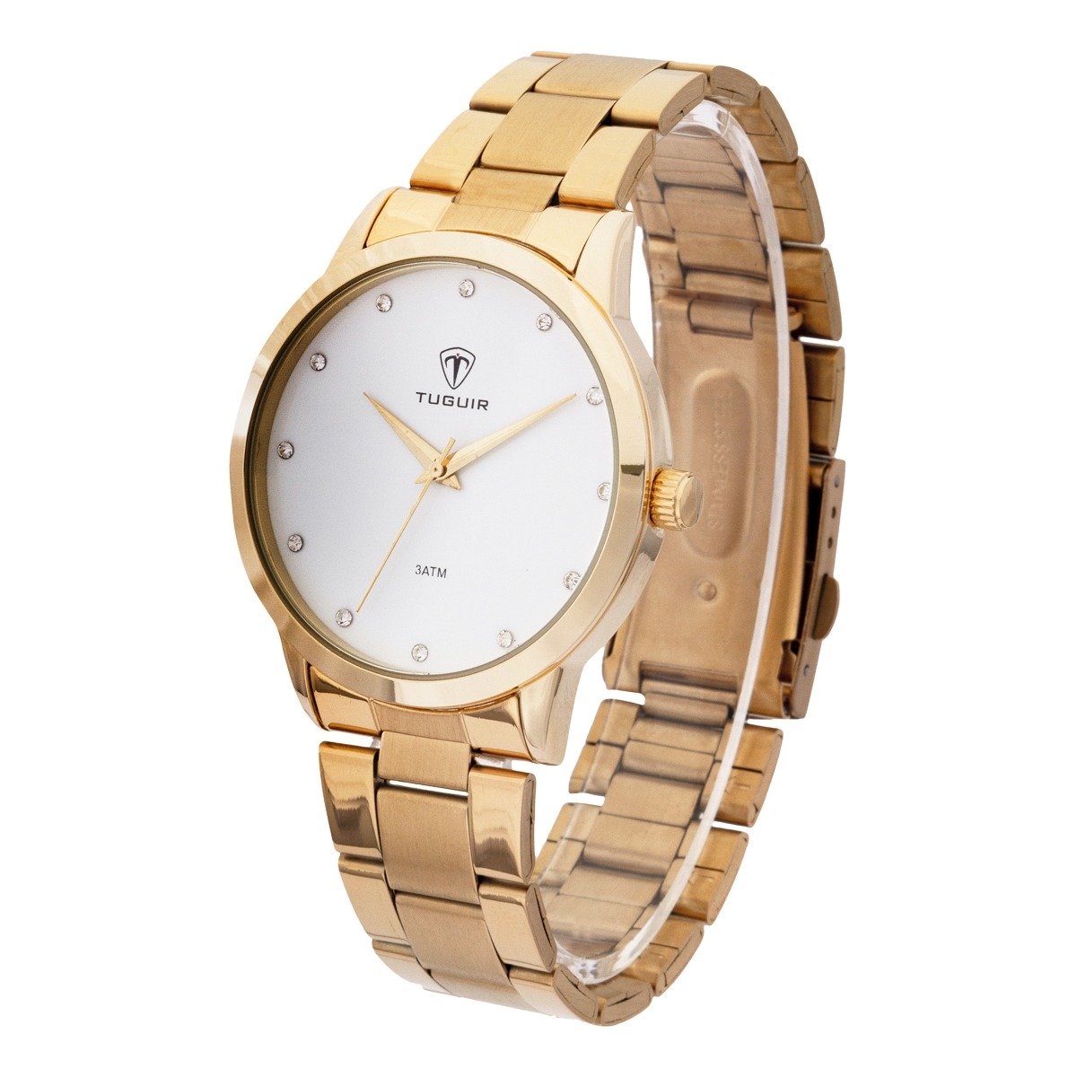 Relógio Feminino Tuguir Analógico TG114 - Dourado e Branco Dourado