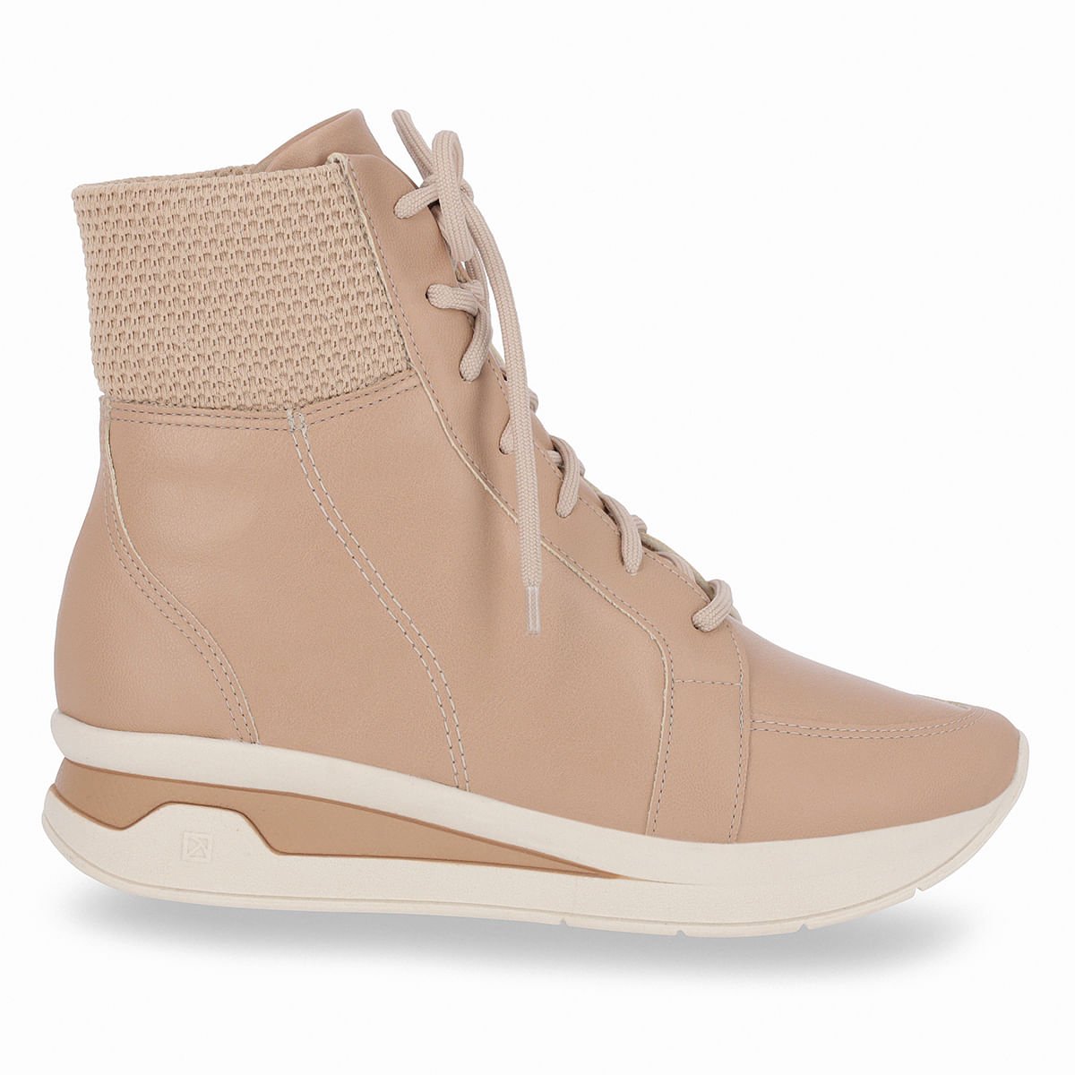 Bota cano curto Energy Jessica Salto Anabela Médio Nude Bege